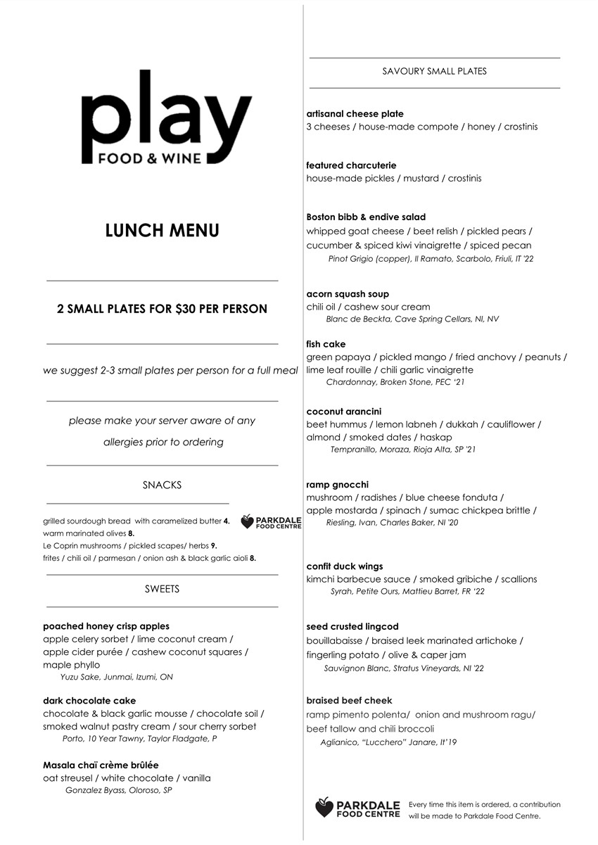 Lunch Menu